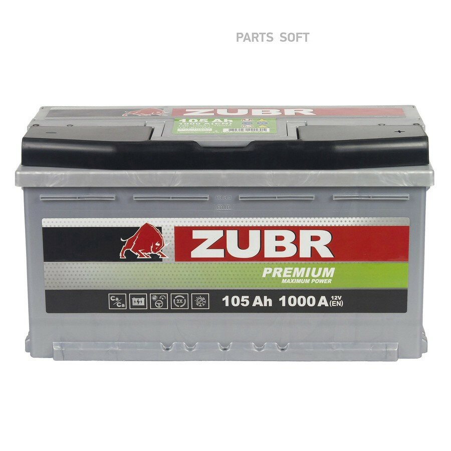 Аккумуляторная батарея Premium 105Ah 1000A +справа 353x175x190 от официального дистрибьютора, ZUBR AKB, артикул ZP1050