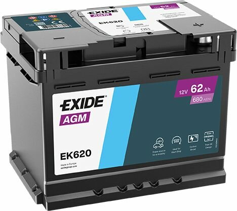 Аккумуляторная батарея EXIDE AGM 62Ah (60Ач) 80A EK620 (EK600) start-stop