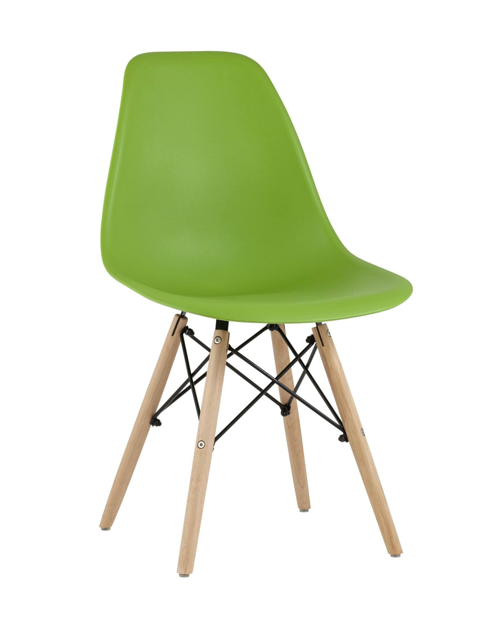 Стул Eames Style DSW STOOL GROUP зеленый, пластик и дерево, твердое сиденье, без подлокотников