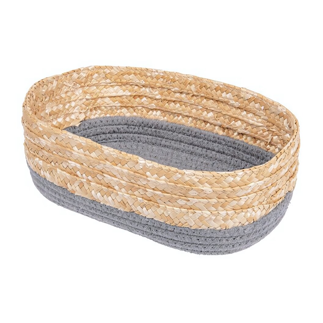 Корзина стеллажная "Сканди" 26х16х10 см, пшеничная солома и хлопковый шнур, графит