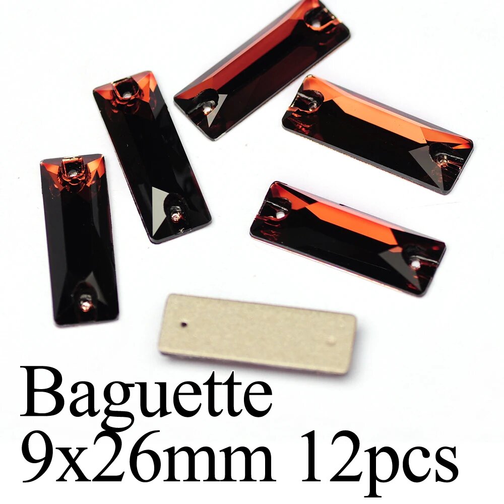 HISWARO Дымчатый топаз стразы для рукоделия Baguette9x26mm 12Pcs