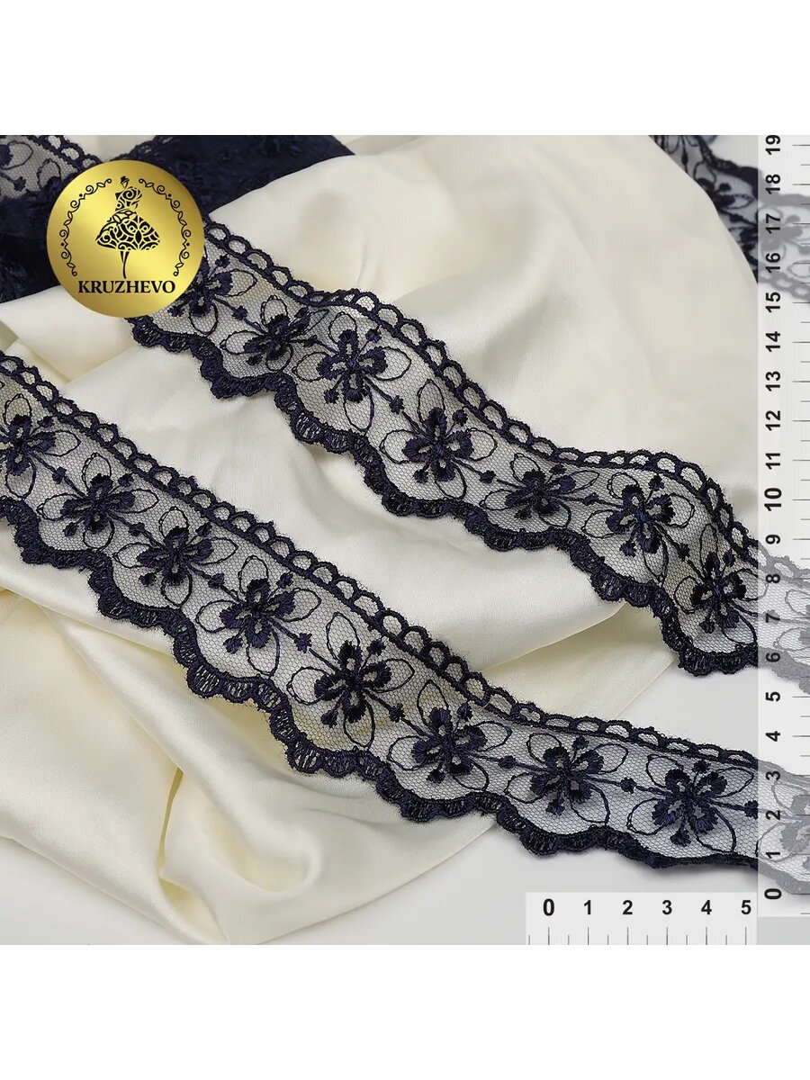 Кружево на сетке шир.35мм цв.03 темно-синий уп.12м