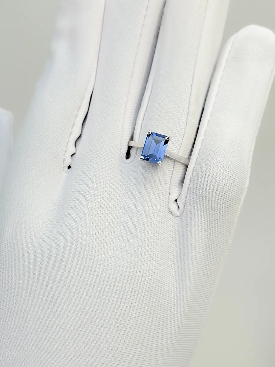 Кольцо, серебро, 925 проба, родирование, сапфир синтетический