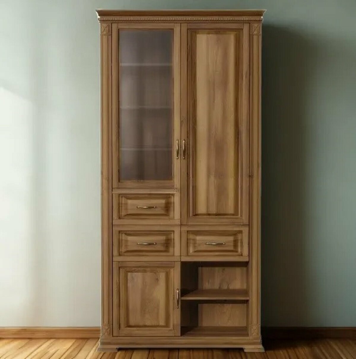 Шкаф распашной двухдверный из сосны Верди Premium 112, 105x45x210 клас. орех 2