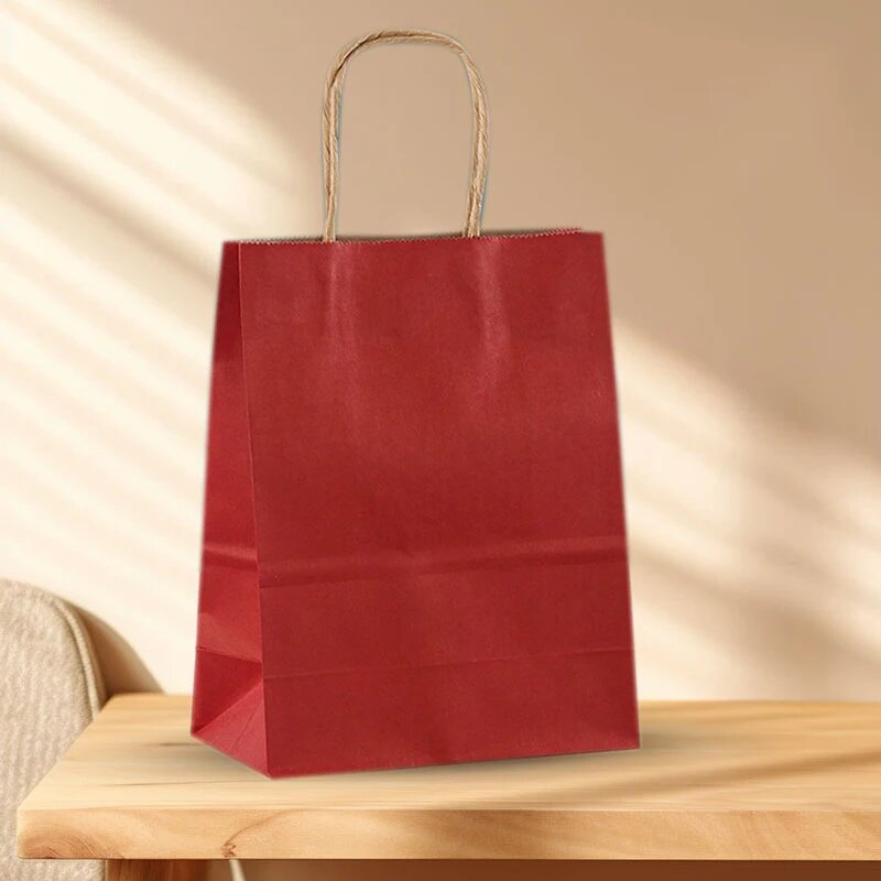 Бордовый подарочный пакет 21x11x27см
