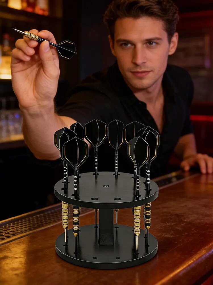 Набор для игры в дартс, держатель для дротиков, черный, деревянный, 18 см, Китай