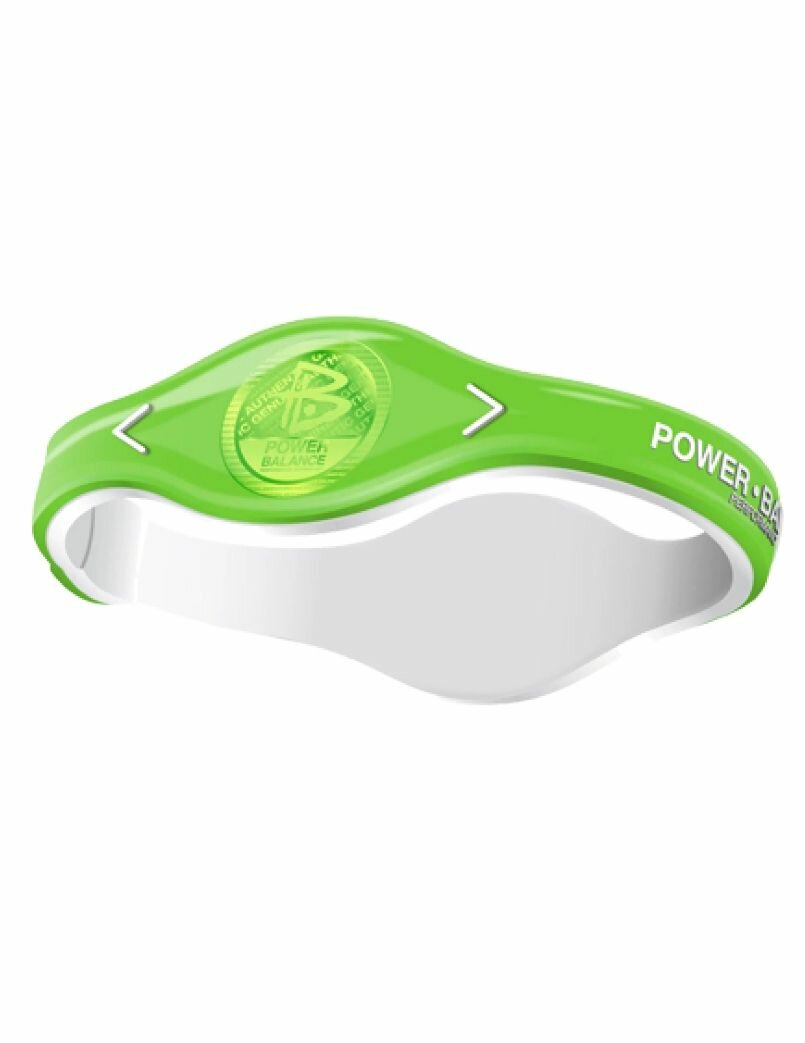Энергетический браслет Power Balance с турмалином, Бело-Салатный с Белой надписью, размер M (длина) 19 см.