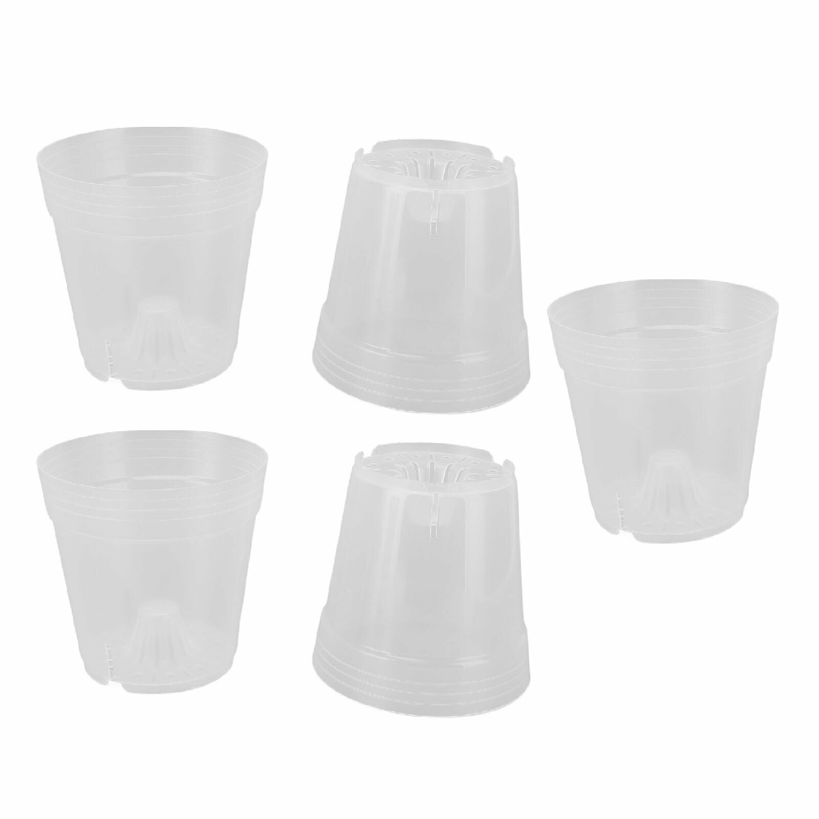 5 шт. горшков для орхидей с отверстиями, поддоны, комнатные прозрачные пластиковые горшки для растений, набор с оптимальным дренажем для домашнего сада, диаметр 120 мм / 4,7 дюйма