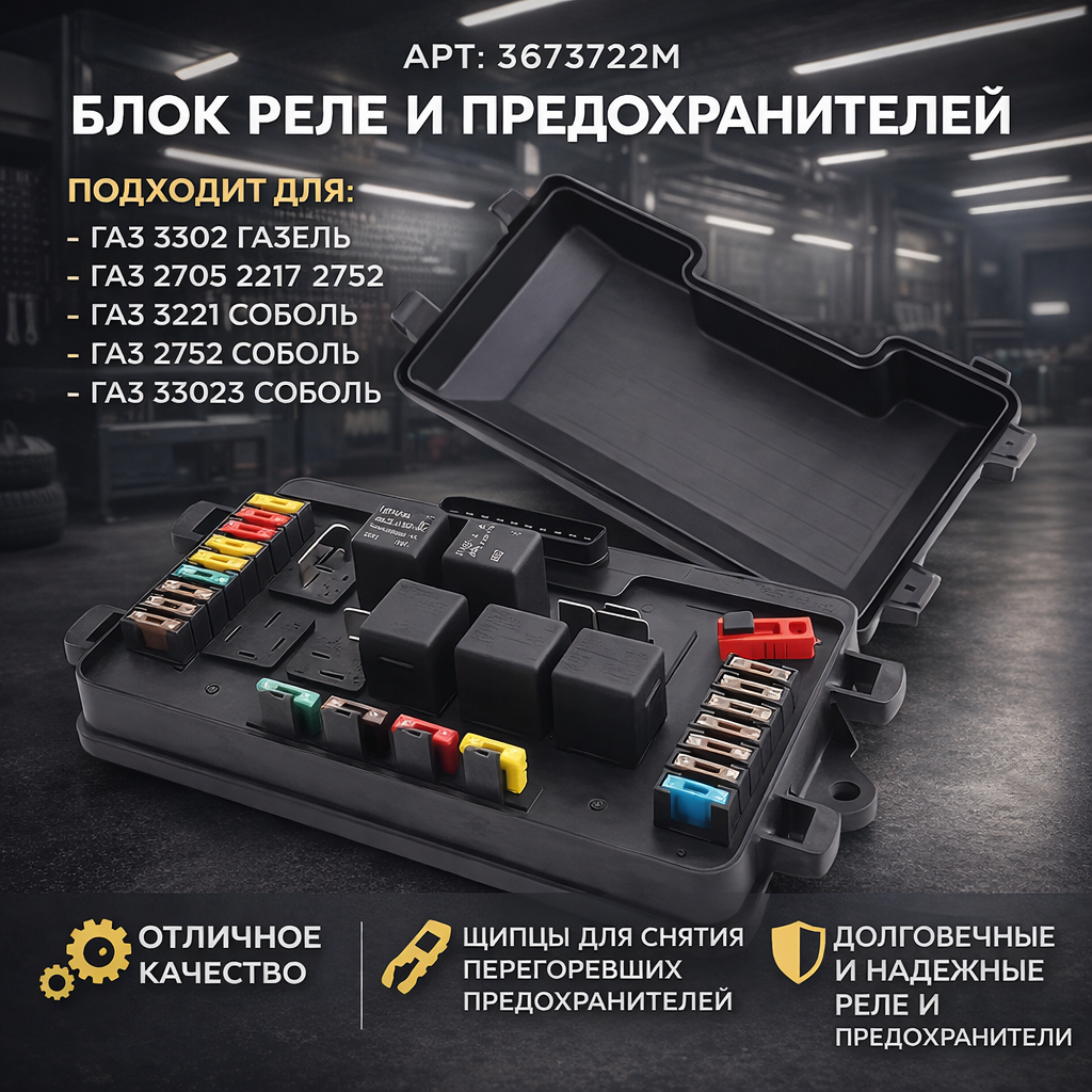 Блок реле и предохранителей 3673722M Подходит: ГАЗ 3302 Газель 2705 2217 2752 3221 33023 Соболь