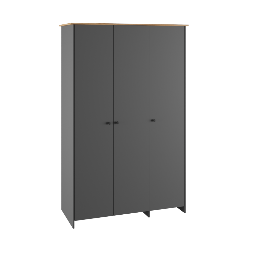 Шкаф трехстворчатый "3Д Теодора", графит/дуб крафт золотой