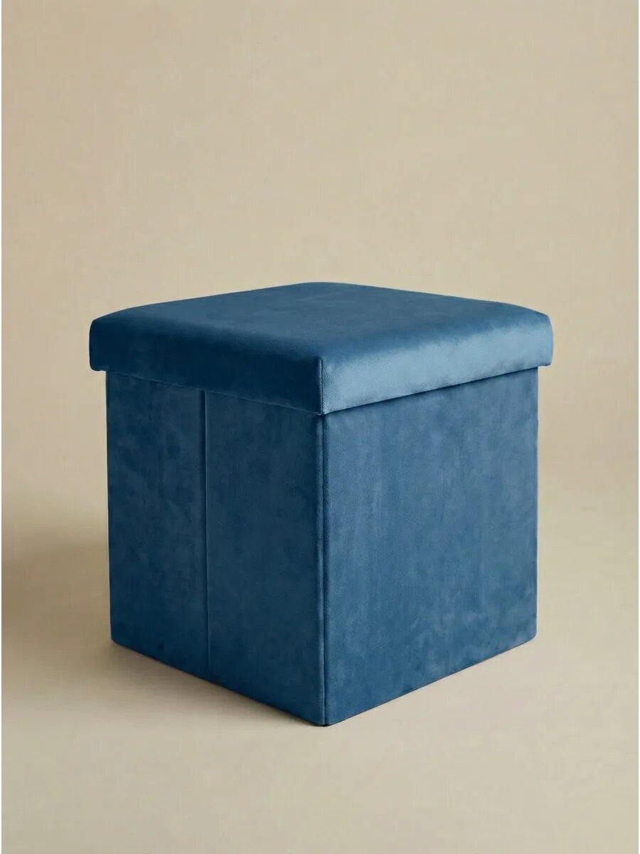 Пуфик складной с ящиком для хранения, изумрудный велюр