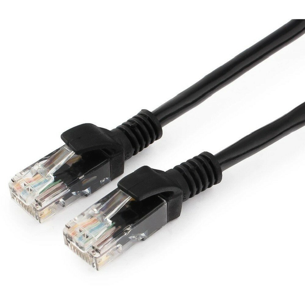 Патч-корд интернет кабель Cablexpert PP10-2M/BK U/ UTP cat.5e 2 м Чёрный