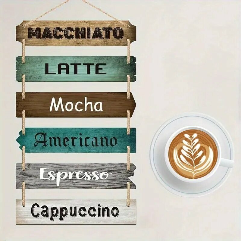 Деревянный настенный художественный набор CoffeeLover из 6 предметов, вывески в стиле кафе для декора дома, офиса и кофейни