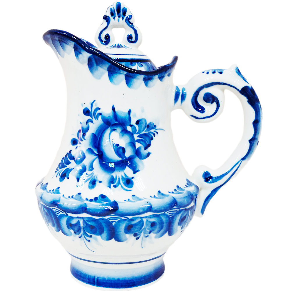 Фарфоровый кувшин ручной работы "Шарм", гжель