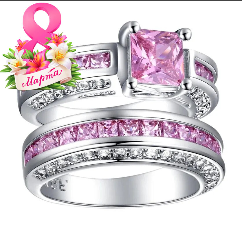 Кольцо помолвочное, фианит