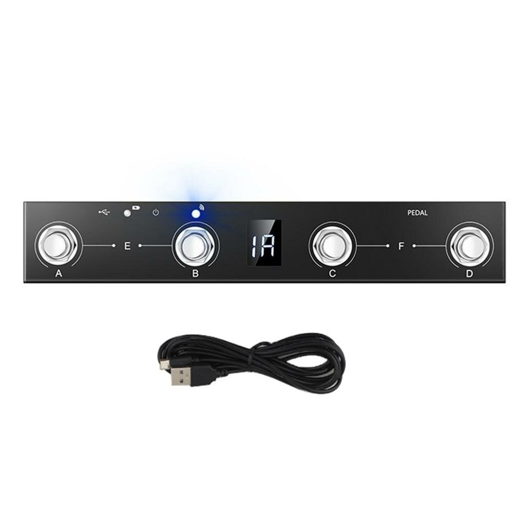 Беспроводной MIDI-педаль с 4 кнопками, Черный