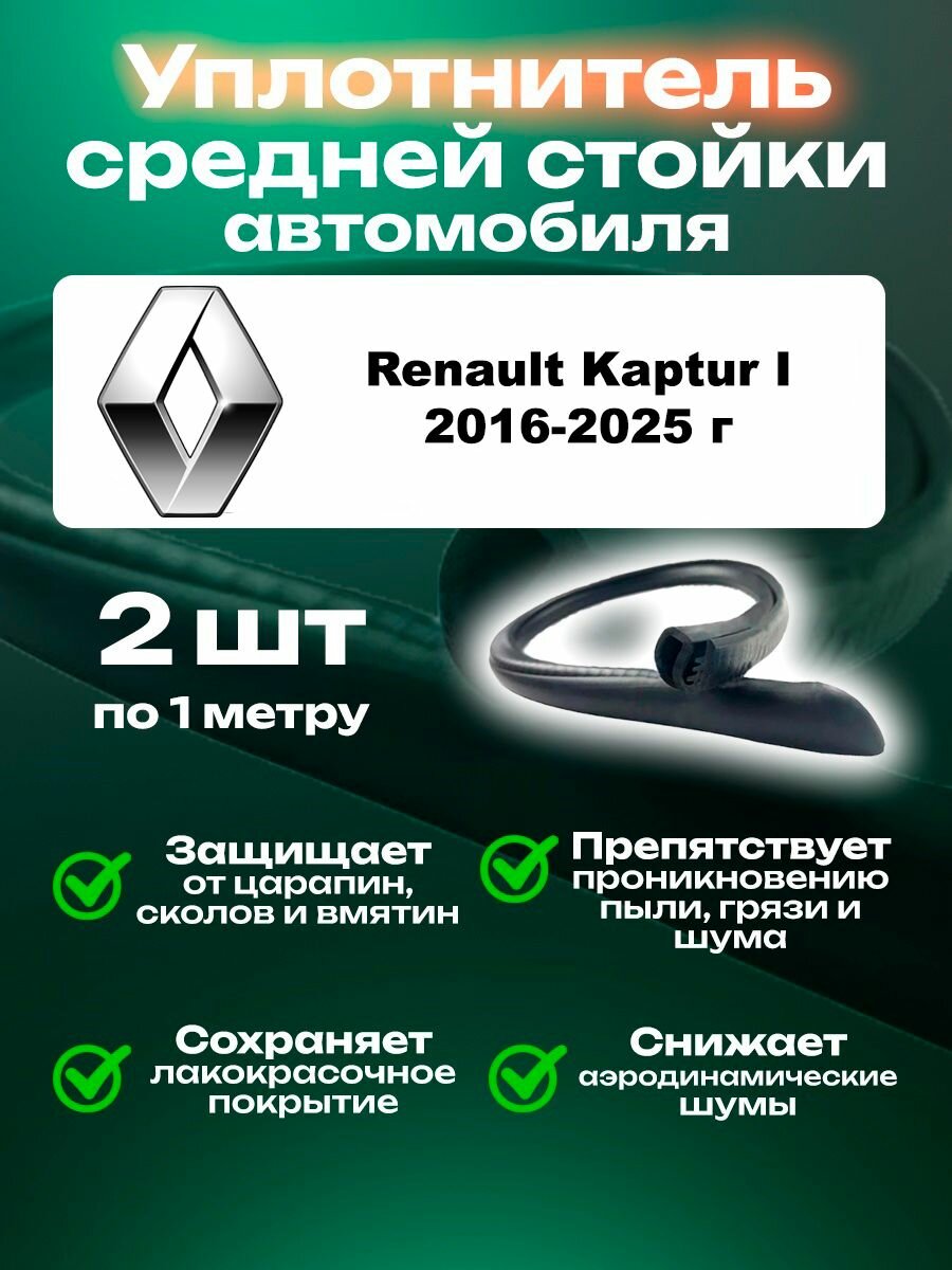 Уплотнитель средней стойки автомобиля Renault Kaptur I 2016-2025 г / Рено Каптур 1 поколение - штуки, междверный