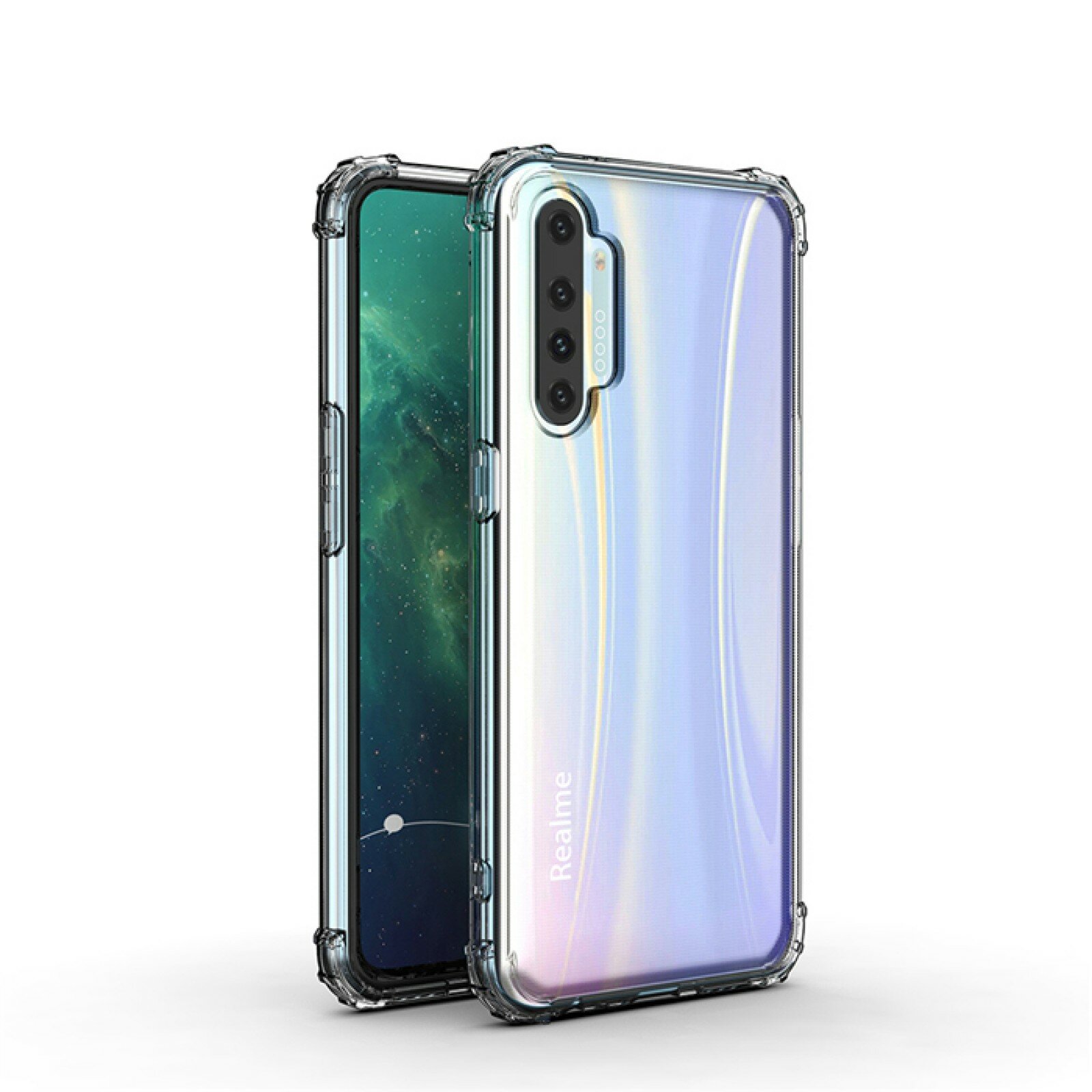 Чехол MyPads для Realme XT и OPPO K5 прозрачный силиконовый с защитными заглушками и усиленными углами