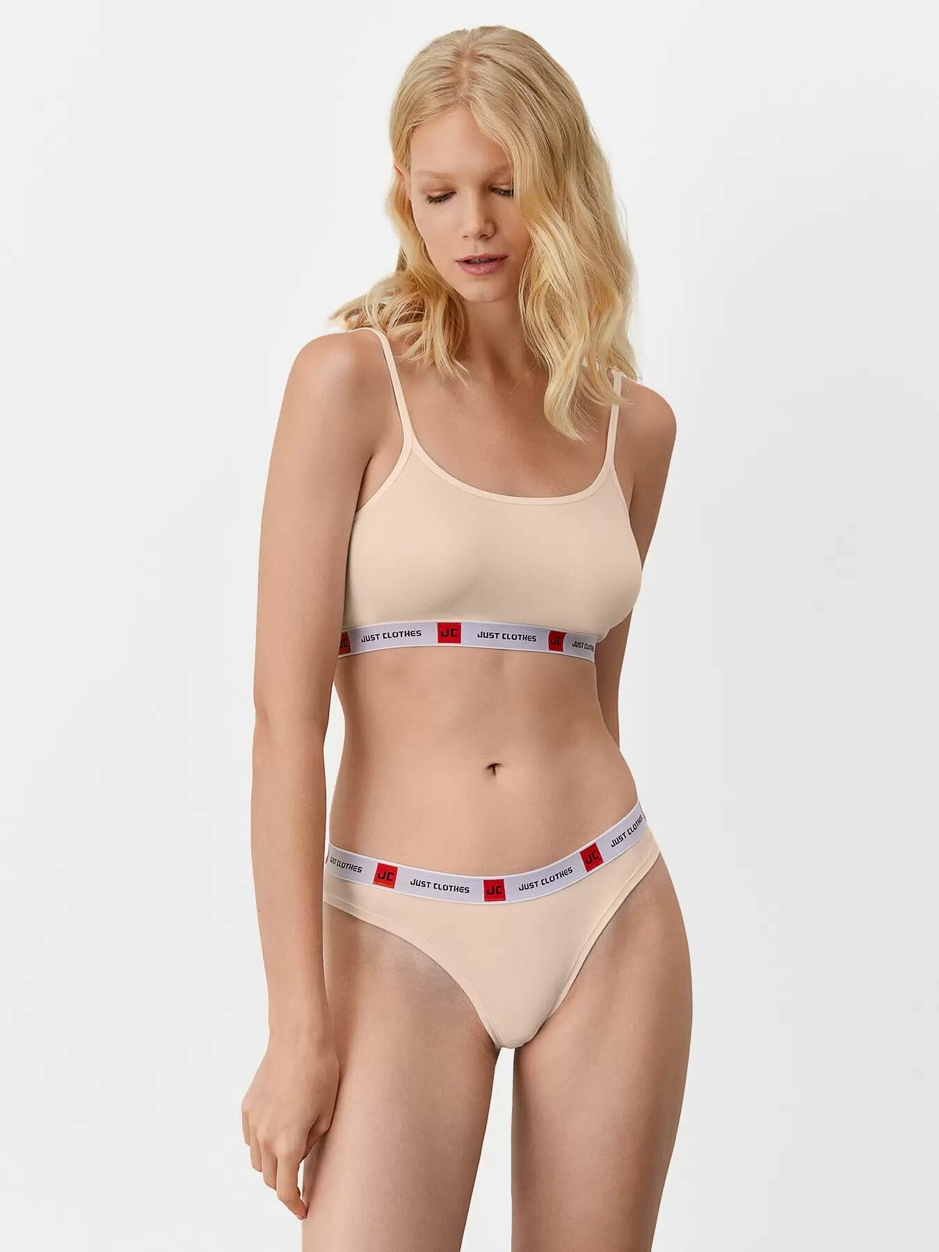Трусы JUST CLOTHES, комплект из 2 шт., размер XS, черный, бежевый — фото 1