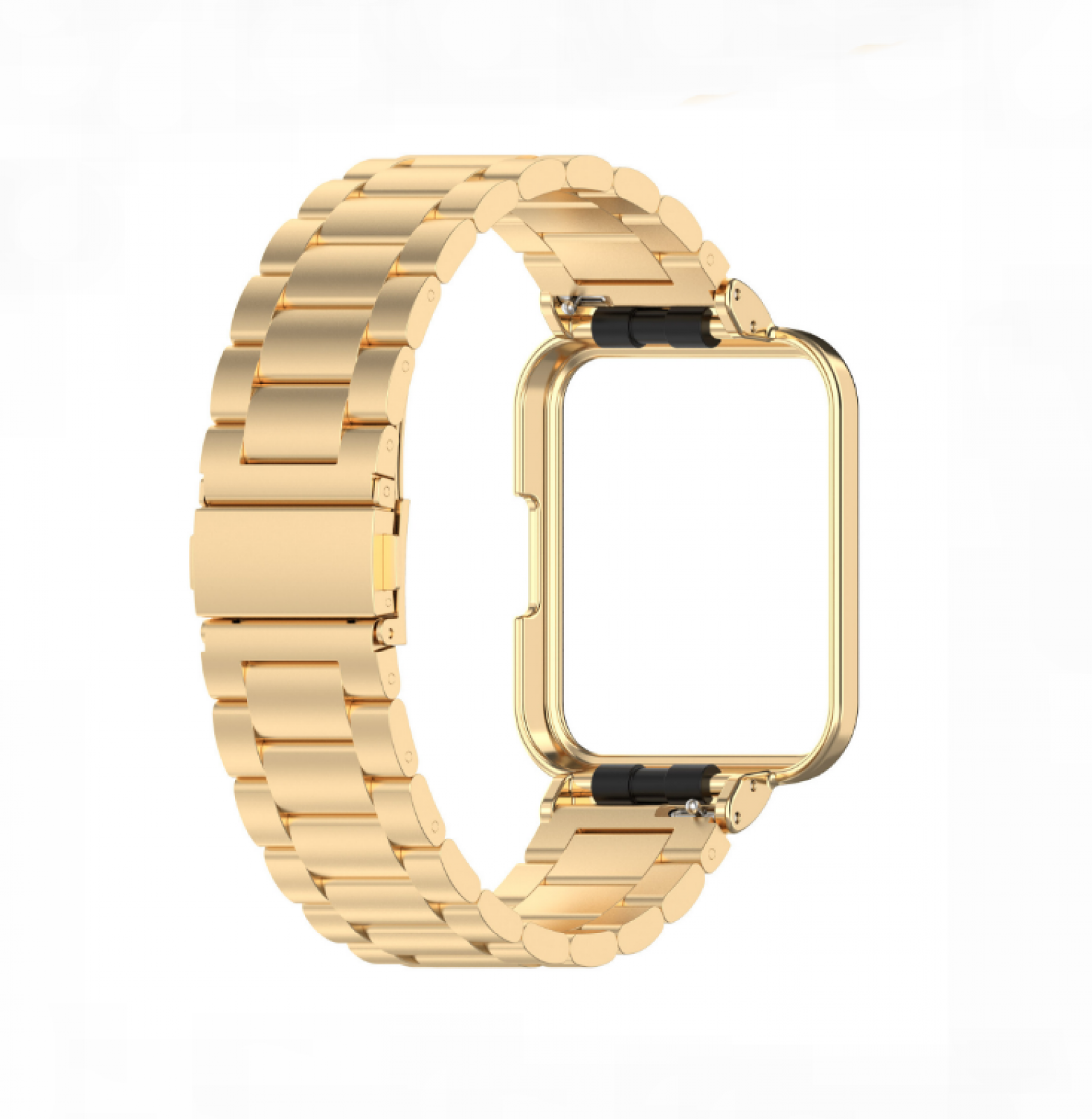 Сменный стальной ремешок MyPads Inox Clip для Xiaomi Redmi Watch 2 Lite с раскладным замком бабочка золотистый