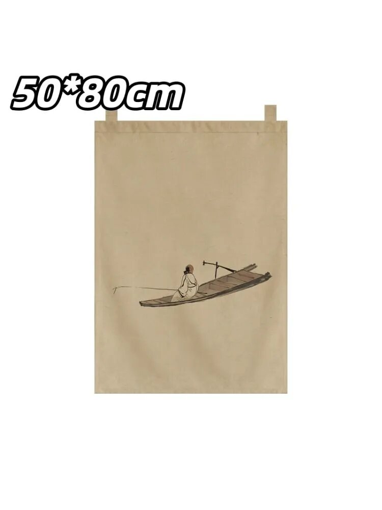 Занавеска на дверь 50x80 см темно-бежевый Штора дверной проем с изображением лодки