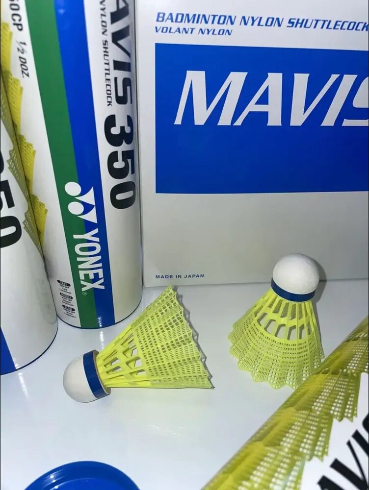 Воланы Yonex Mavis 350 middle для бадминтона, нейлоновая юбка, 6 воланов в тубе — фото 1