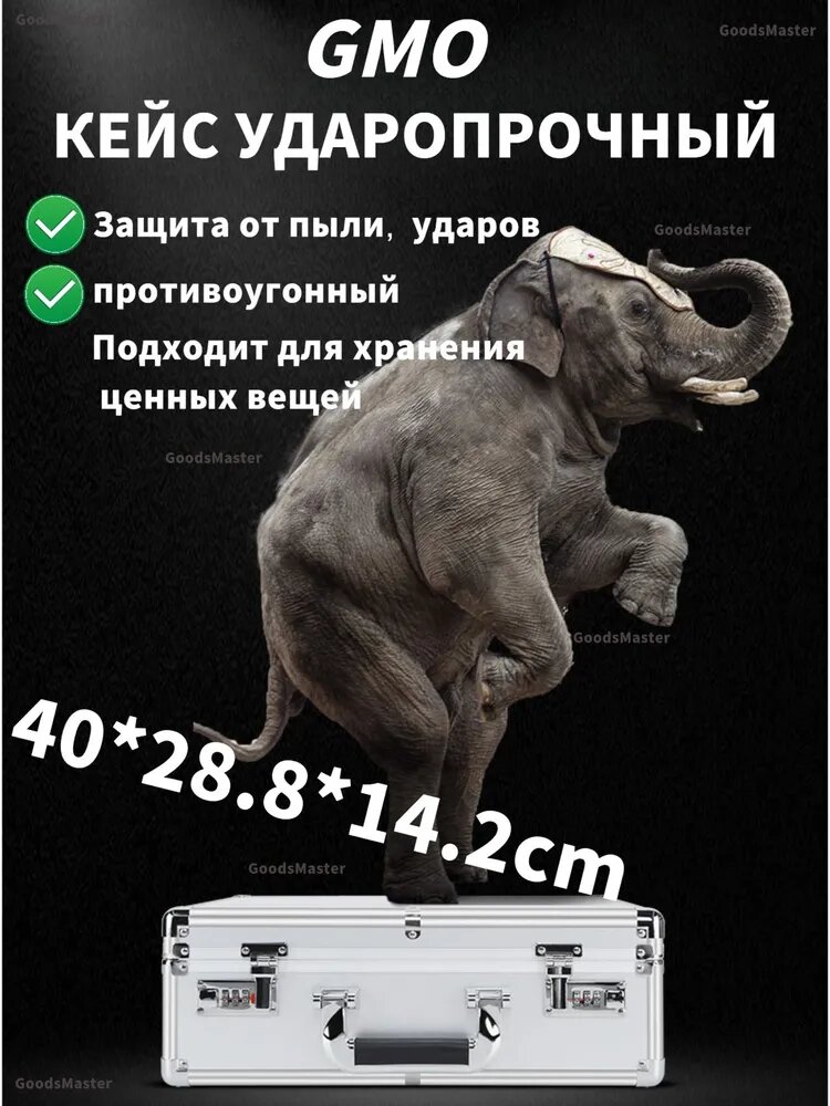 GMO Кейс ударопрочный 40*28.8*14.2cm с кодовым замком для хранения ценных вещей