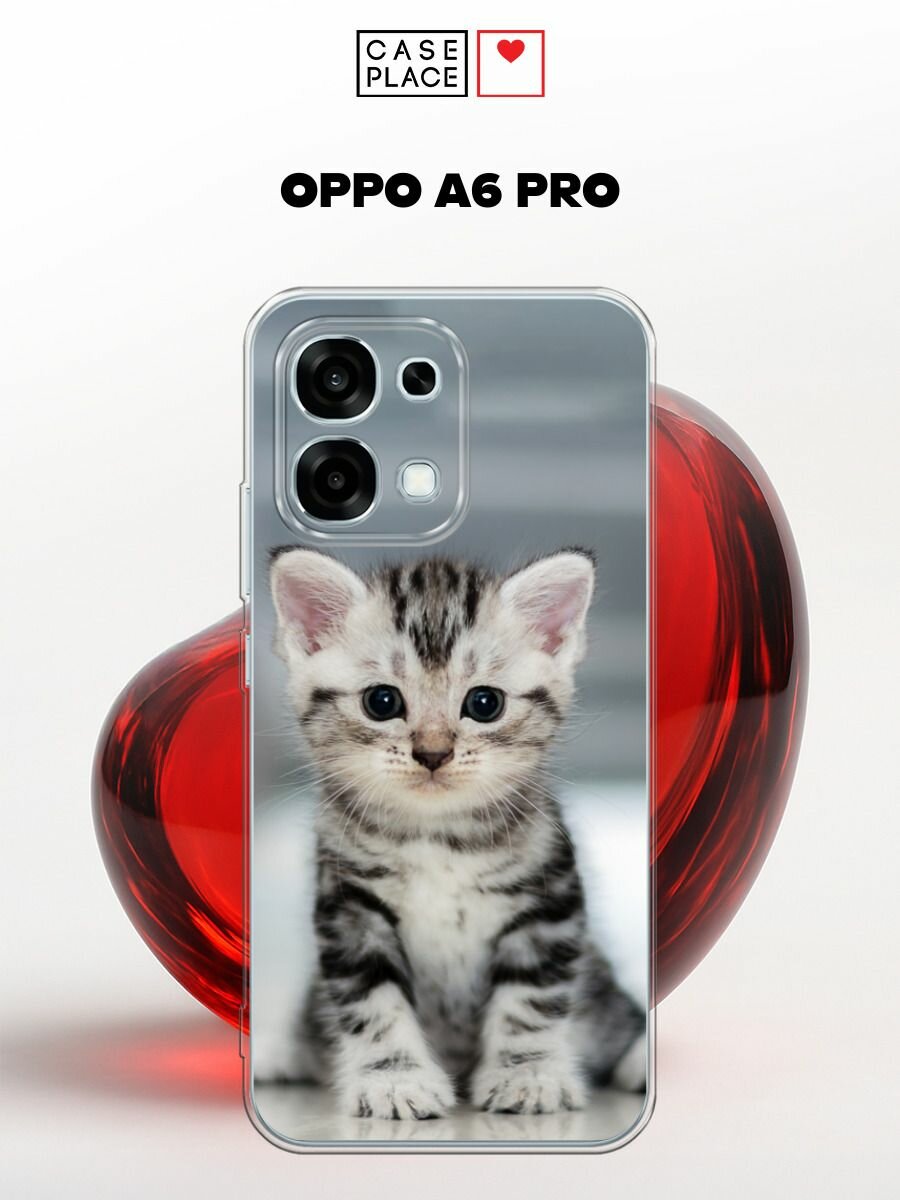 Чехол на Oppo A6 Pro / Оппо A6 Про с принтом Полосатый котёнок