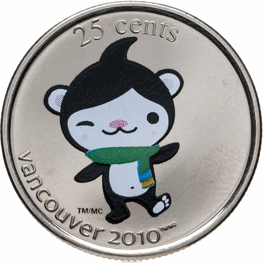 Канада 25 центов cents 2008 "Ванкувер 2010 Олимпийские талисманы - Маги", Серебро 925, в сохранности BUNC