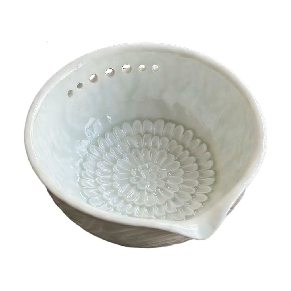 Функциональная глиняная тарелка для измельчения овощей, Белый