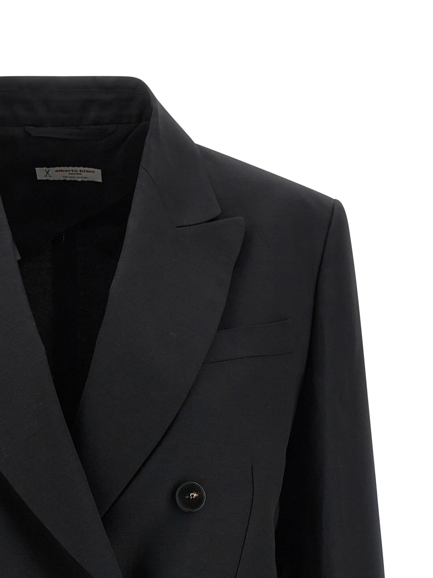 Пальто Alberto Biani Double-breasted peak-lapels coat, размер 40, black / black — фото 1
