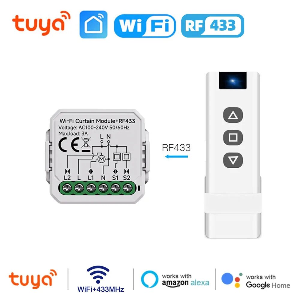 RYRA Умный Wi-Fi переключатель для штор RF433MHz