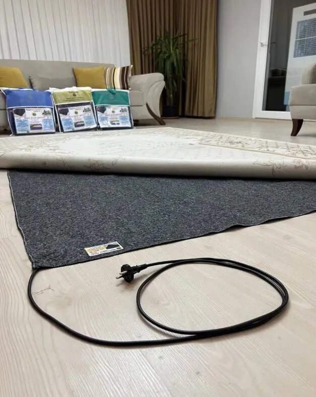 Коврик с подогревом 800Вт серый для дома и офиса, размер 130X180 cm