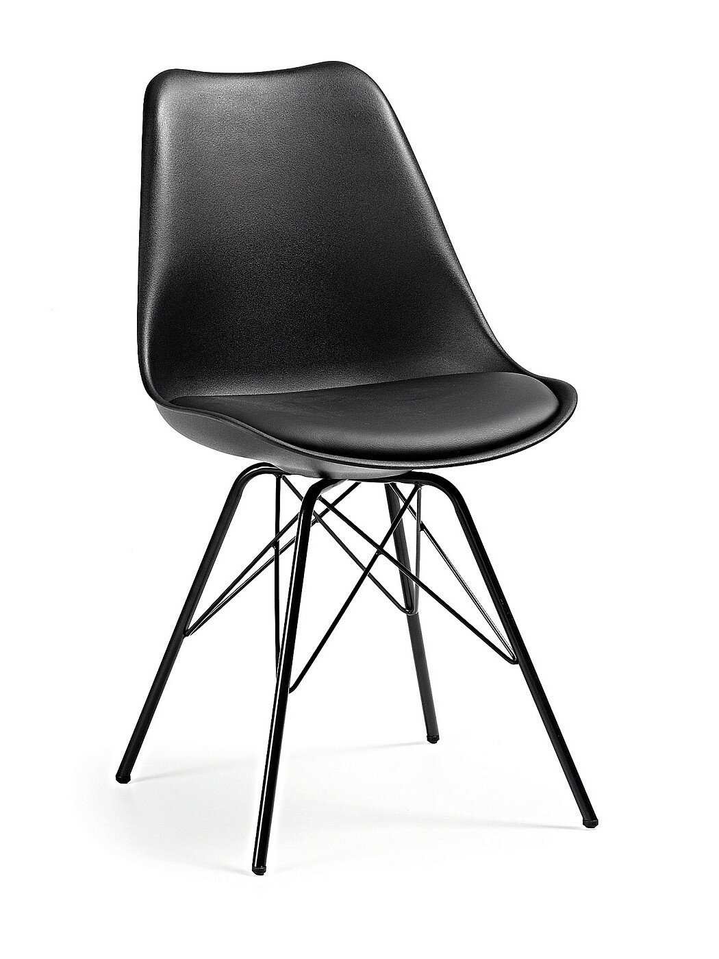 Стул La Forma Lars, черный, искусственная кожа, для кухни, круглые ножки