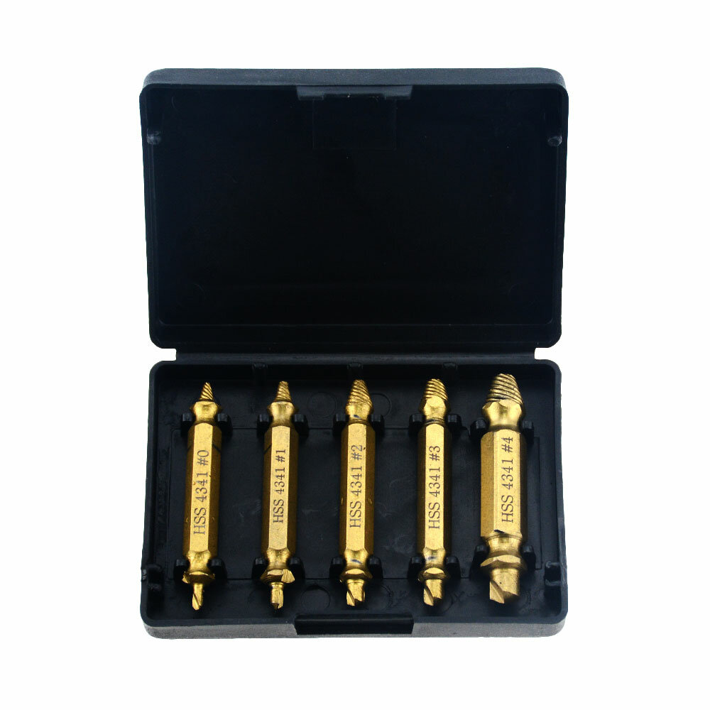 5 шт Набор сверл Инструмент для удаления винтов с сломанной головкой Вытягиватель болтов и винтов Разрушитель ремова винтов Снятие инструмента с титанированием