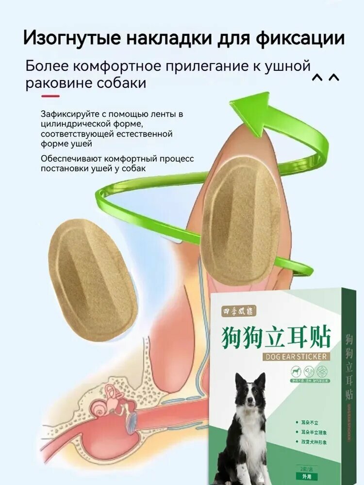 Корректирующие собачьи наклейки для ушей: гипоаллергенные фиксаторы для щенков и взрослых собак, чистые и натуральные, 2 шт./упаковка (уход за ушами)
