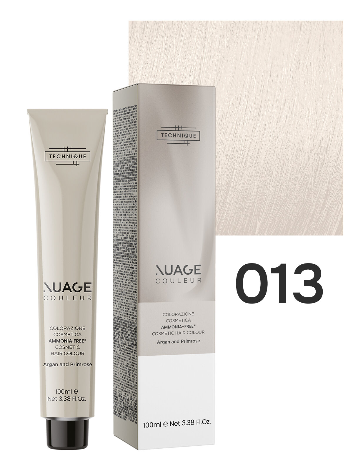 Крем - краска для тонирования волос профессиональная без аммиака Technique Nuage Ammonia Free Hair Color Cream 013 Тонер Бежевый, 100 мл