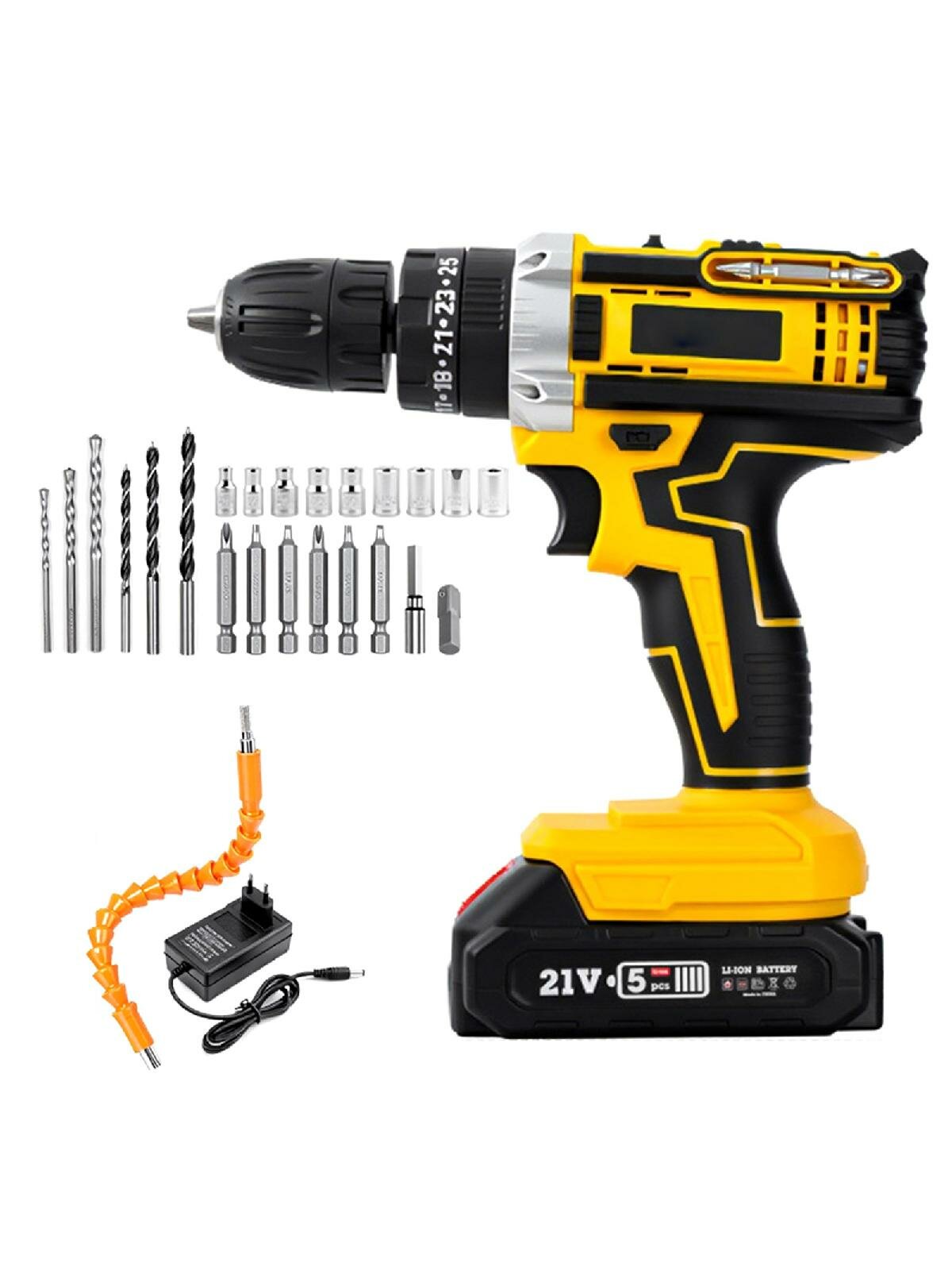 Многофункциональная Аккумуляторная Дрель-Шуруповерт С Легким Регулируемым Крутящим Моментом