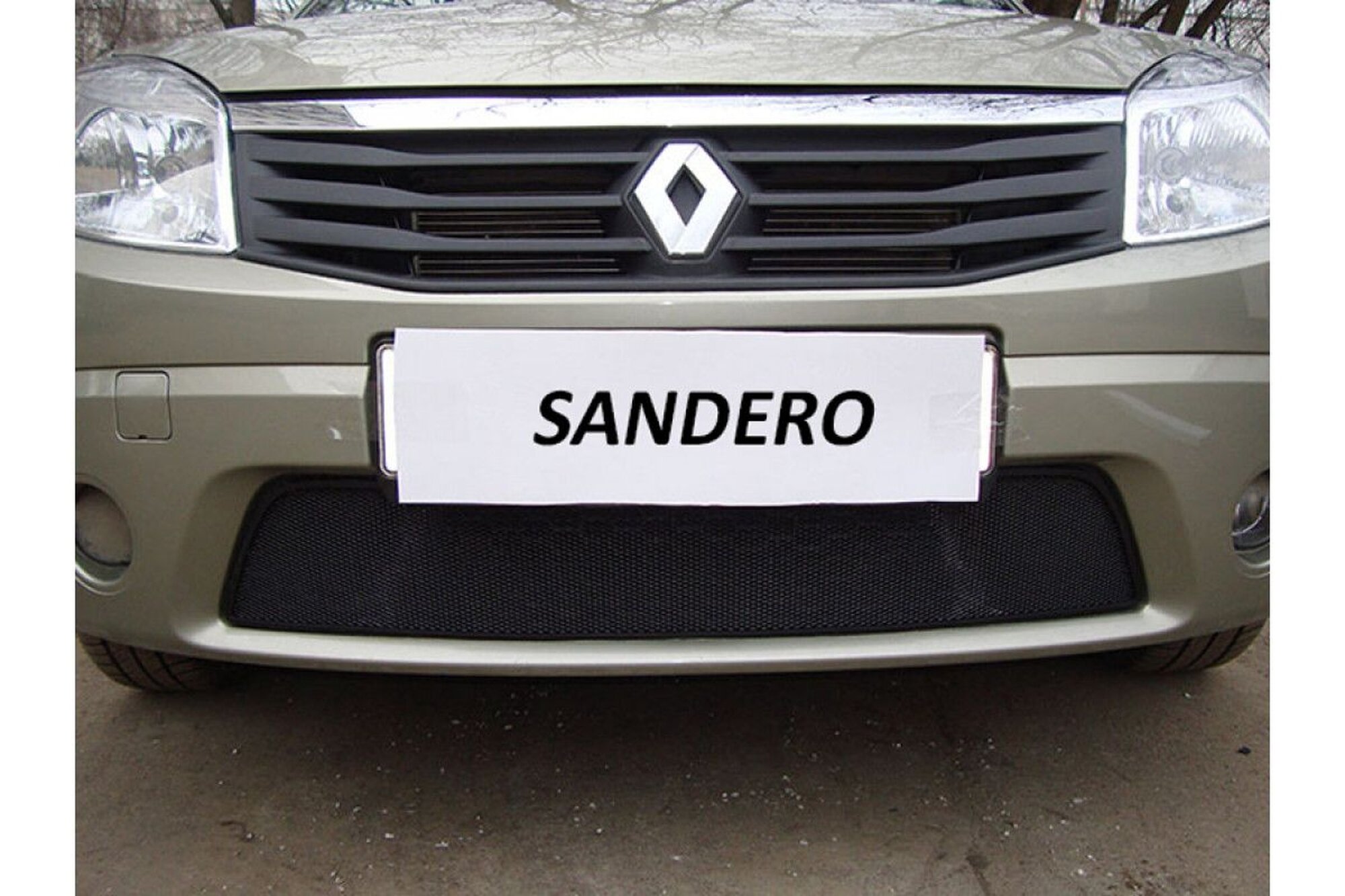 Защитная сетка радиатора с окантовкой и защелками для Renault Sandero 2011-2013