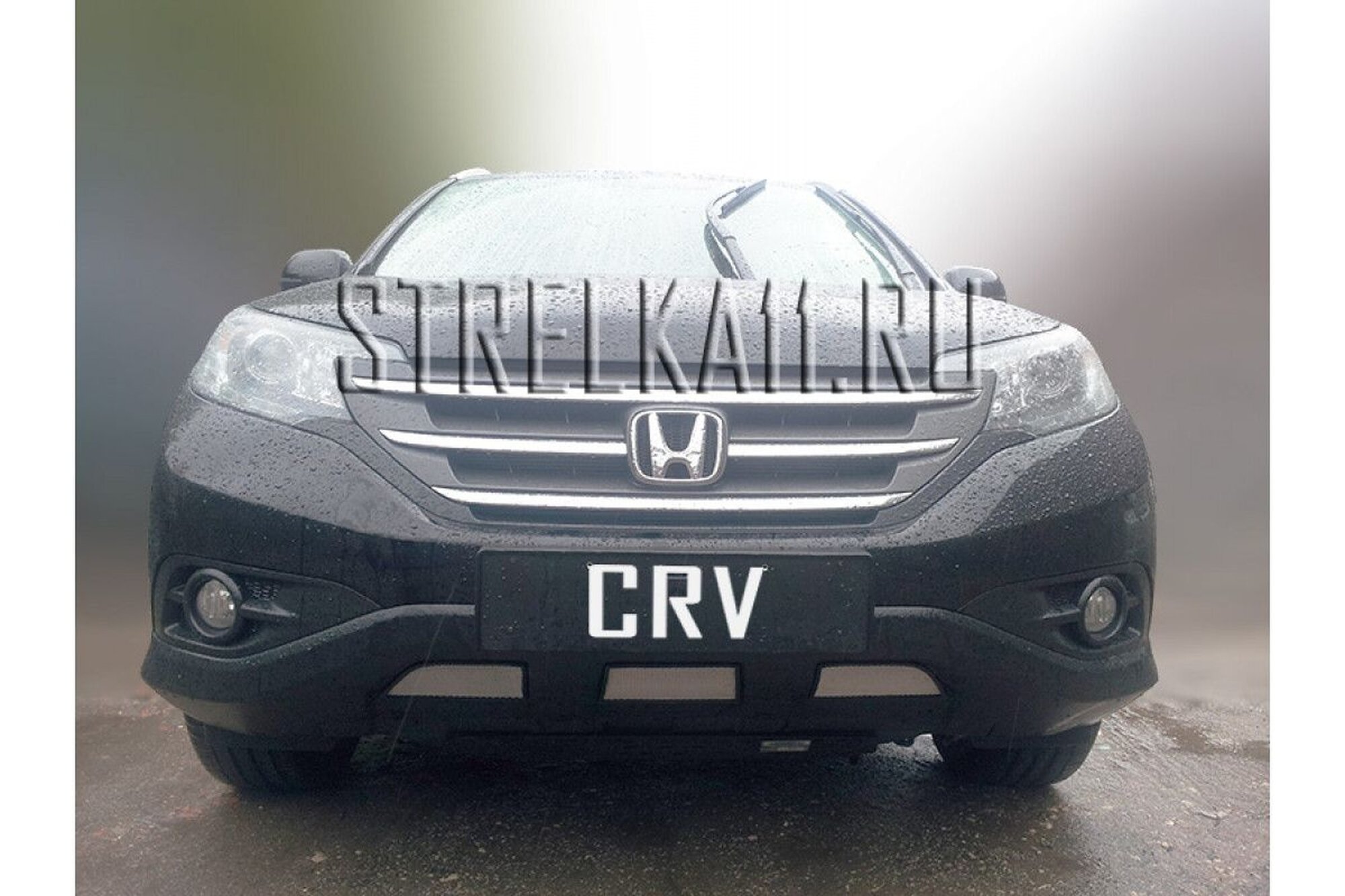 Защитная сетка радиатора с окантовкой и защелками для Honda CR-V (2.4) 2012-2015 (IV), хром