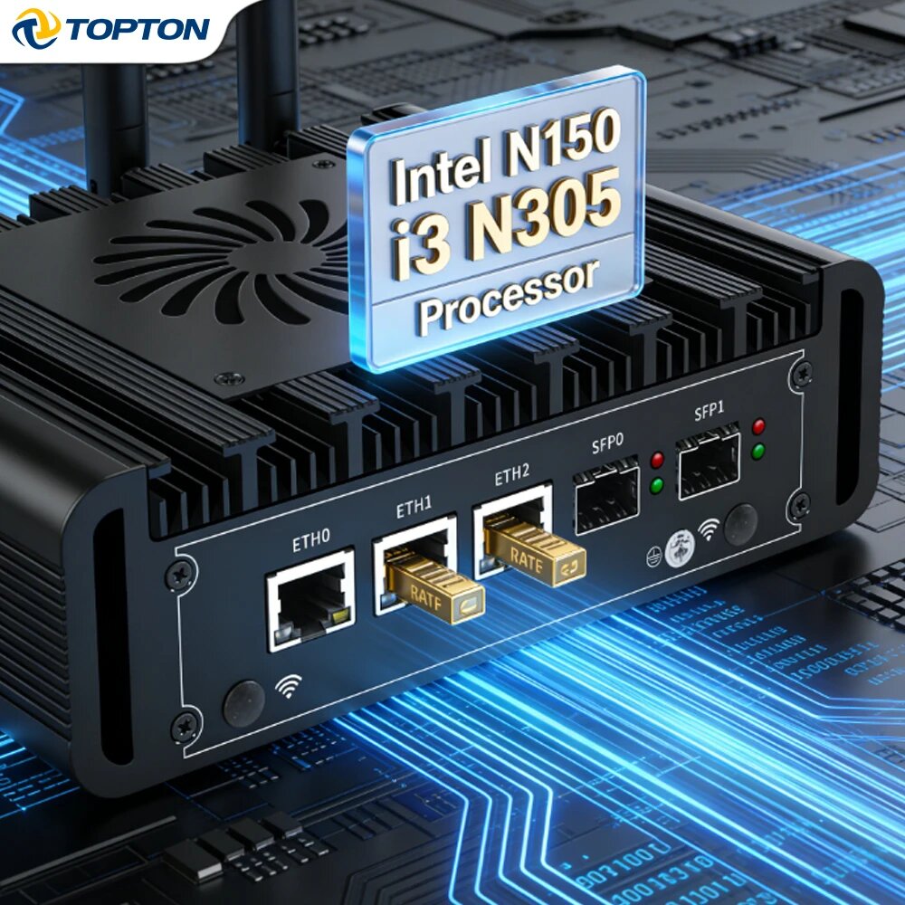 Мини-ПК Topton H3F Intel i3 N300/N150 3x2.5G LAN DDR5 i3-N300 8GB 256GB