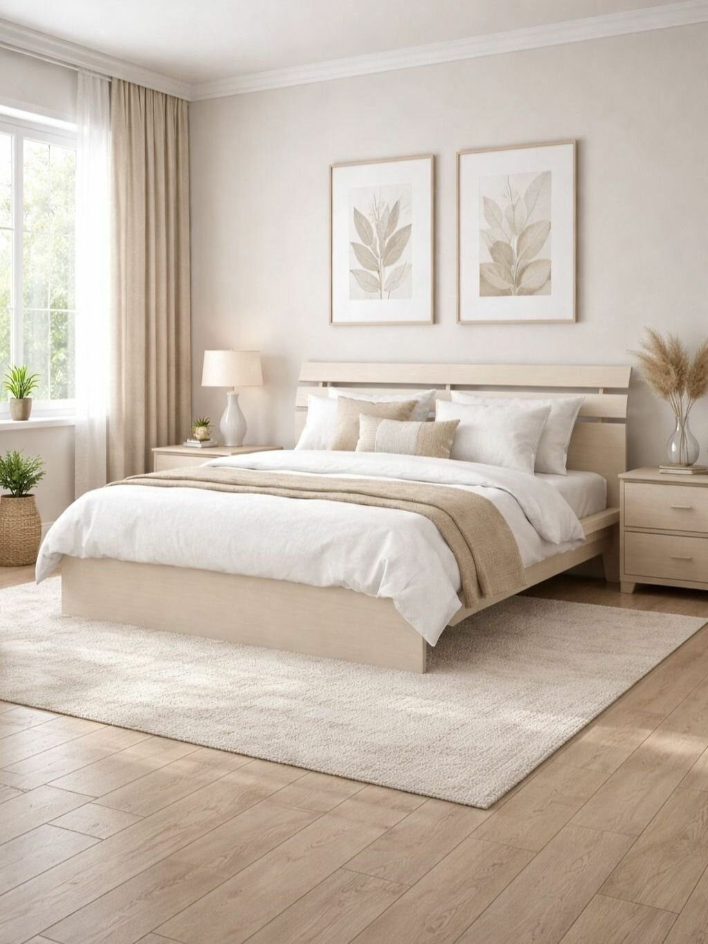 Кровать двуспальная с высоким изголовьем, 140х200 см, 152х100х215,2 см, кашемир, 1 шт.