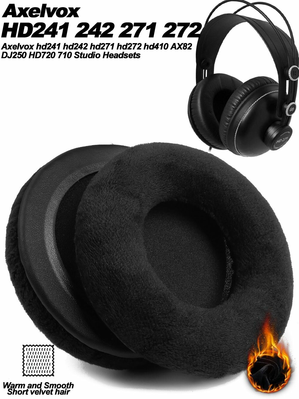 Амбушюры Axelvox HD241 HD242 HD271 HD272 HD410 AX51 AX81 AX82 DJ250 HD 720 710 Gemini DJX-1000 для наушников запасные сменные накладки