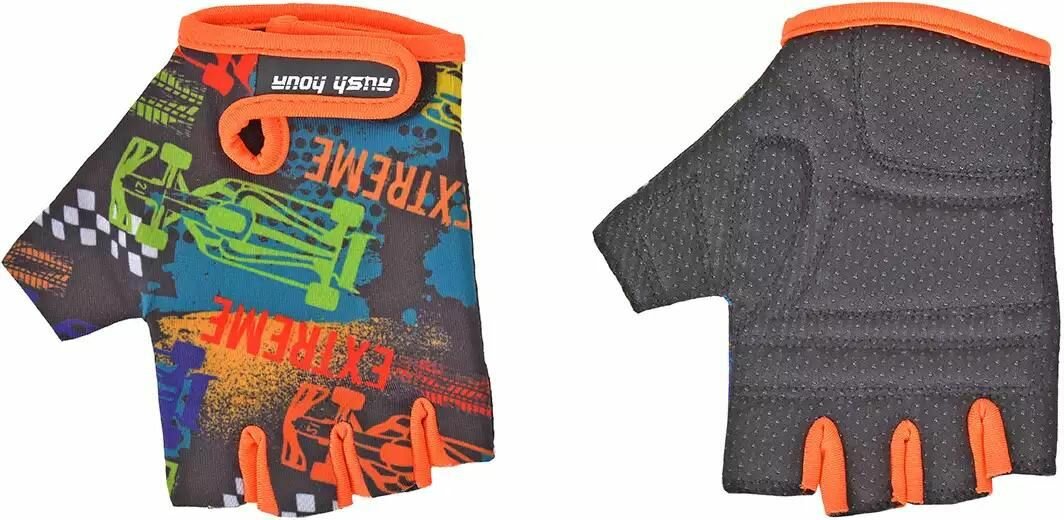 Велоперчатки RUSH HOUR Kids, детские, размер S, оранжевые, универсальные
