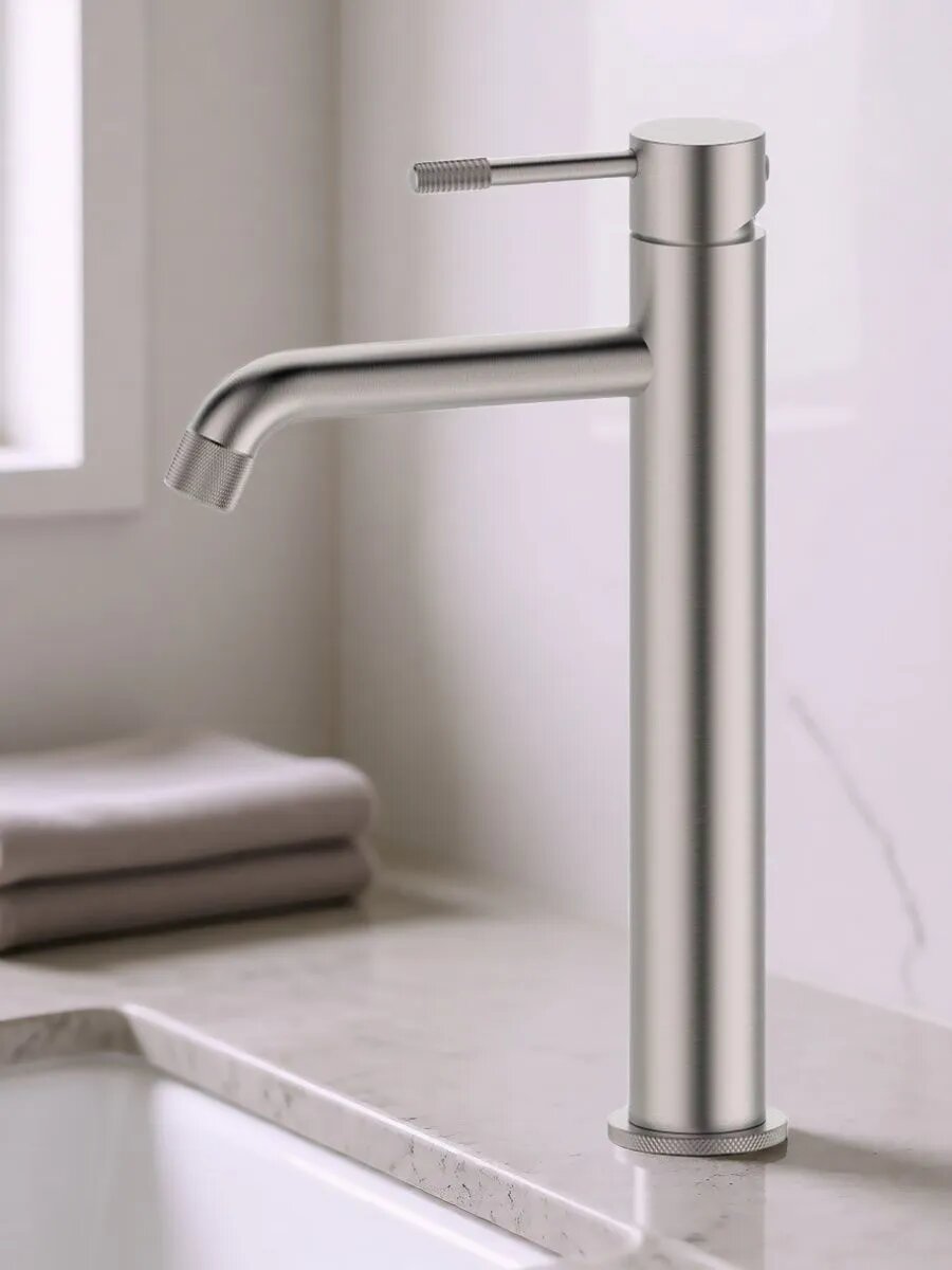 Высокий смеситель для раковины-чаши от бренда Vieir однорычажный литой из латуни V402512-N сатин