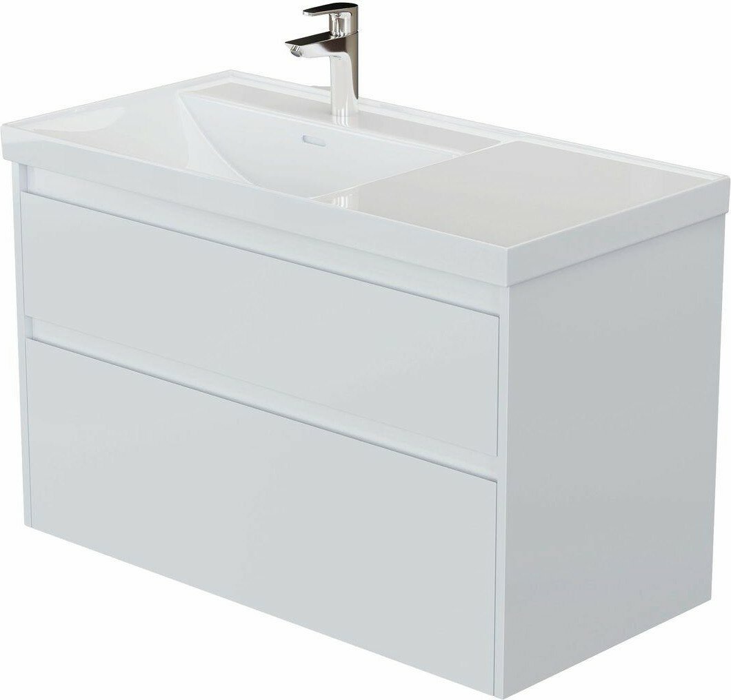 Тумба с раковиной Aquanet Nova Lite 2.0 90 L 2 ящ. цв. белый глянец