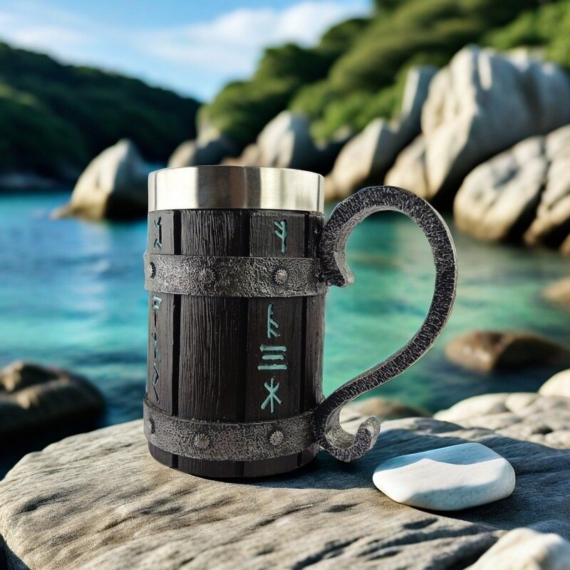 Пивная кружка, mug, Viking cask cup, нержавеющая сталь, 600 мл