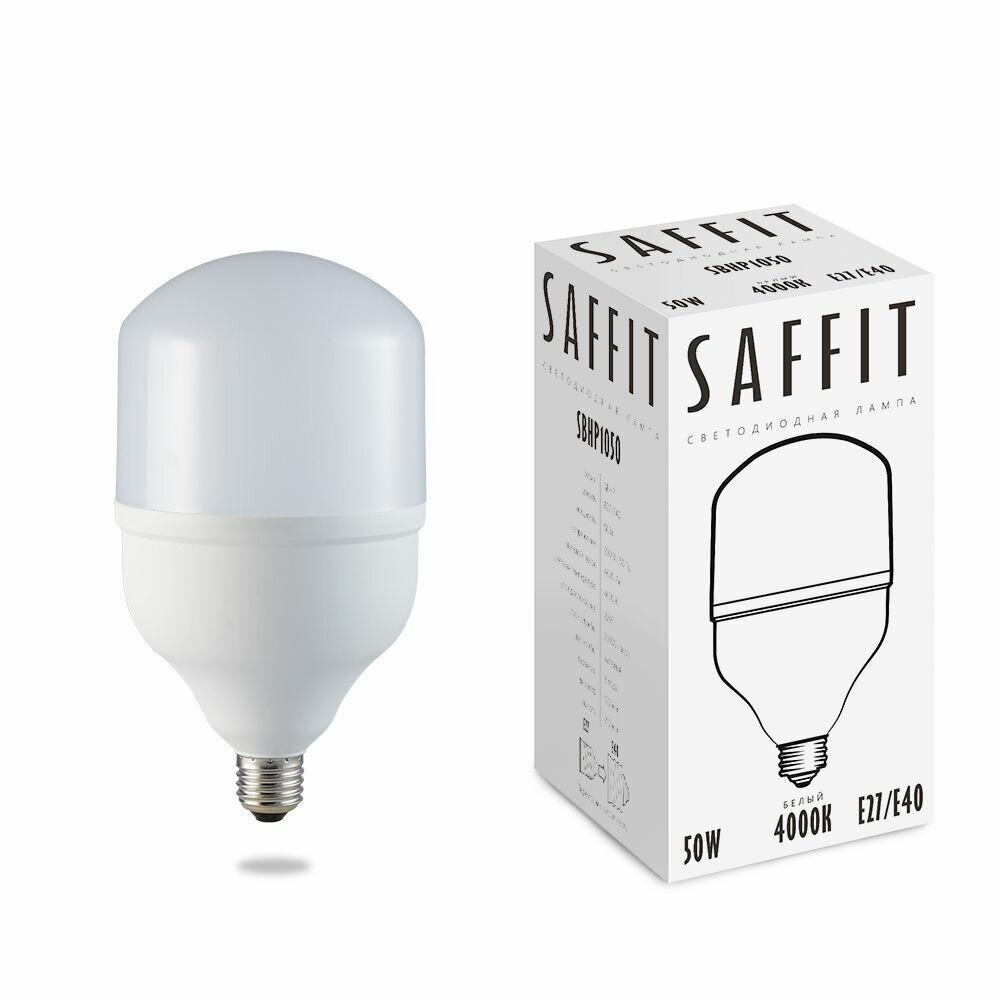 Лампа светодиодная Е27 Е40 мощность 50W цвет 4000K белый свет SAFFIT SBHP1050 55094 Упаковка 1 штука