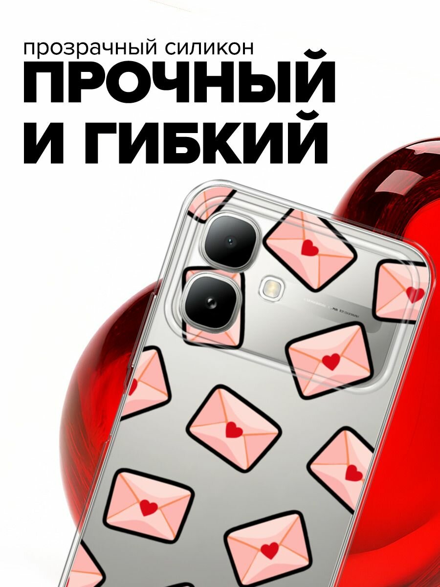 Чехол на Infinix Smart 20 / Инфиникс Смарт 20 с принтом Конверты с сердечками — фото 1