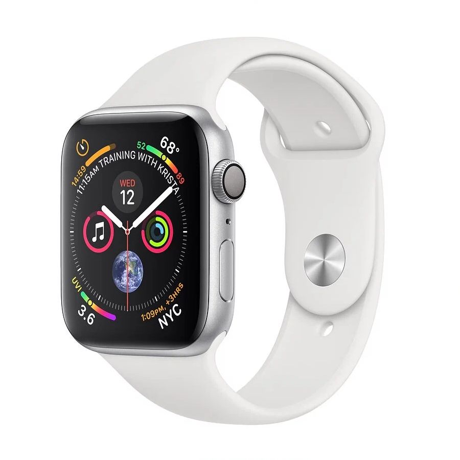 Умные часы A pple Watch Series 4 GPS, 44mm Silver Aluminium, White Sport Band, Восстановленные